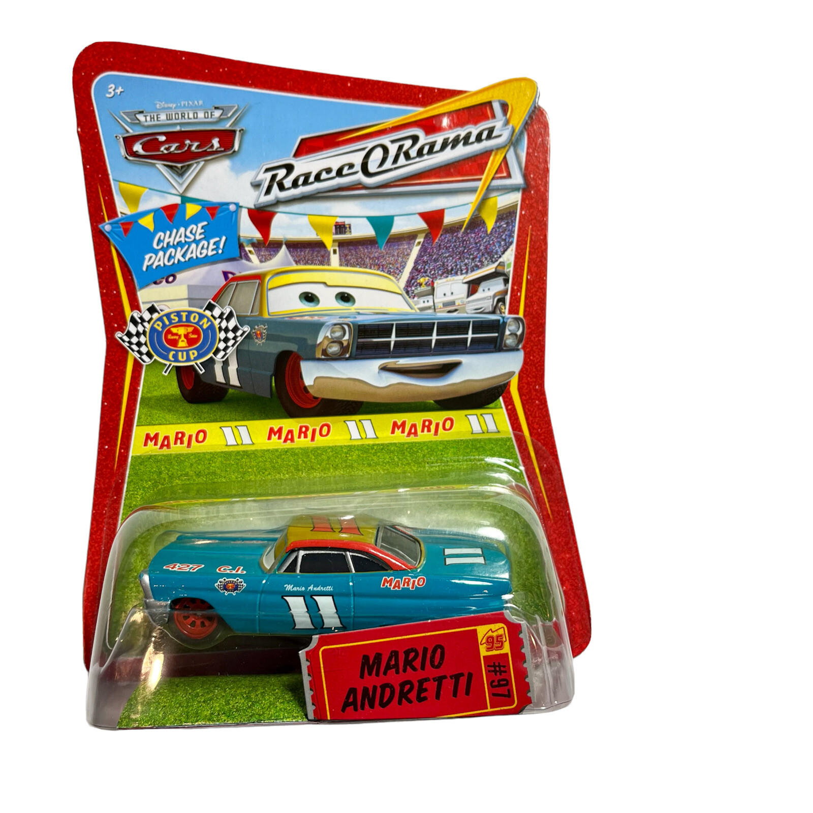 NEW Disney Pixar Cars Mario Andretti #97 RaceORama Series Chase Package ...