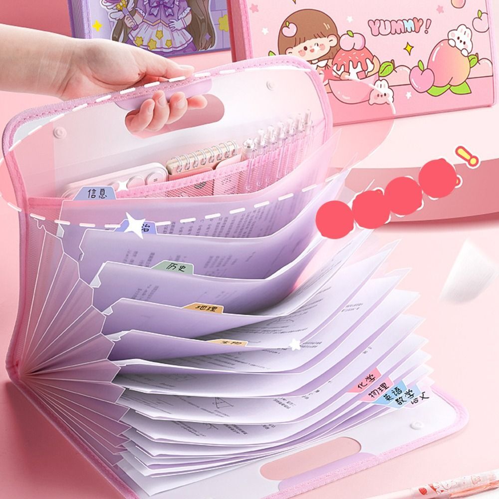 Horizontal Test Paper Storage Folder 14 Pockets Document Bag Envelope ...