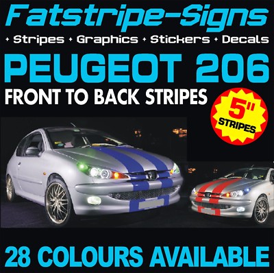 to fit PEUGEOT 206 GRAPHICS STRIPES DECALS STICKERS GTI PUG 1.0 1.4 1.6 ...