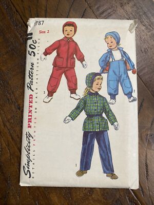 1950s Simplicity Pattern 1787 Childs' Jacket Pants & Hat Sz 2 Complete ...