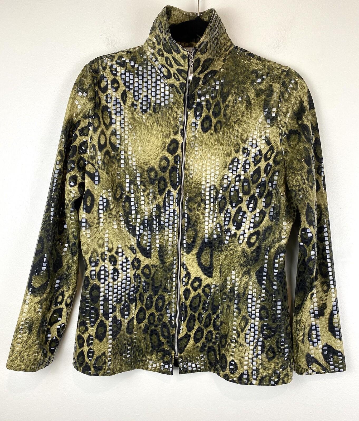 EXCLUSIVELY MISOOK Women Full Zip Leopard Print Paillettes Sequin ...