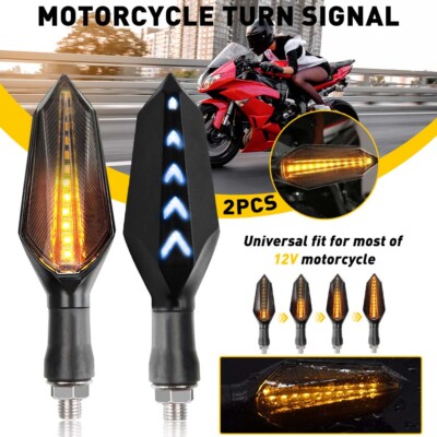 AUXITO Amber Blue Motorcycle LED Turn Signal Lights Lamp Dynamic Car ...