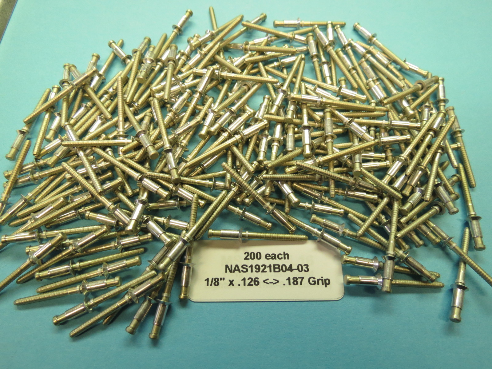 200 each NAS1921B04-03 Flush Head Countersunk Blind Rivet Aluminum HUCK ...