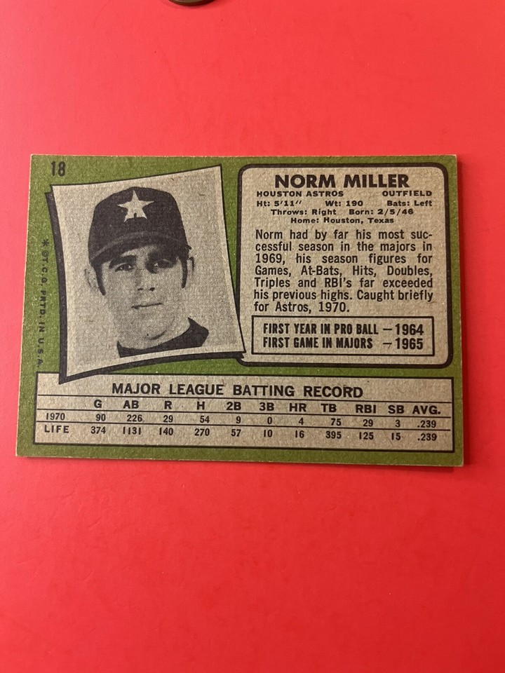 1971 Topps - #18 Norm Miller EX | eBay
