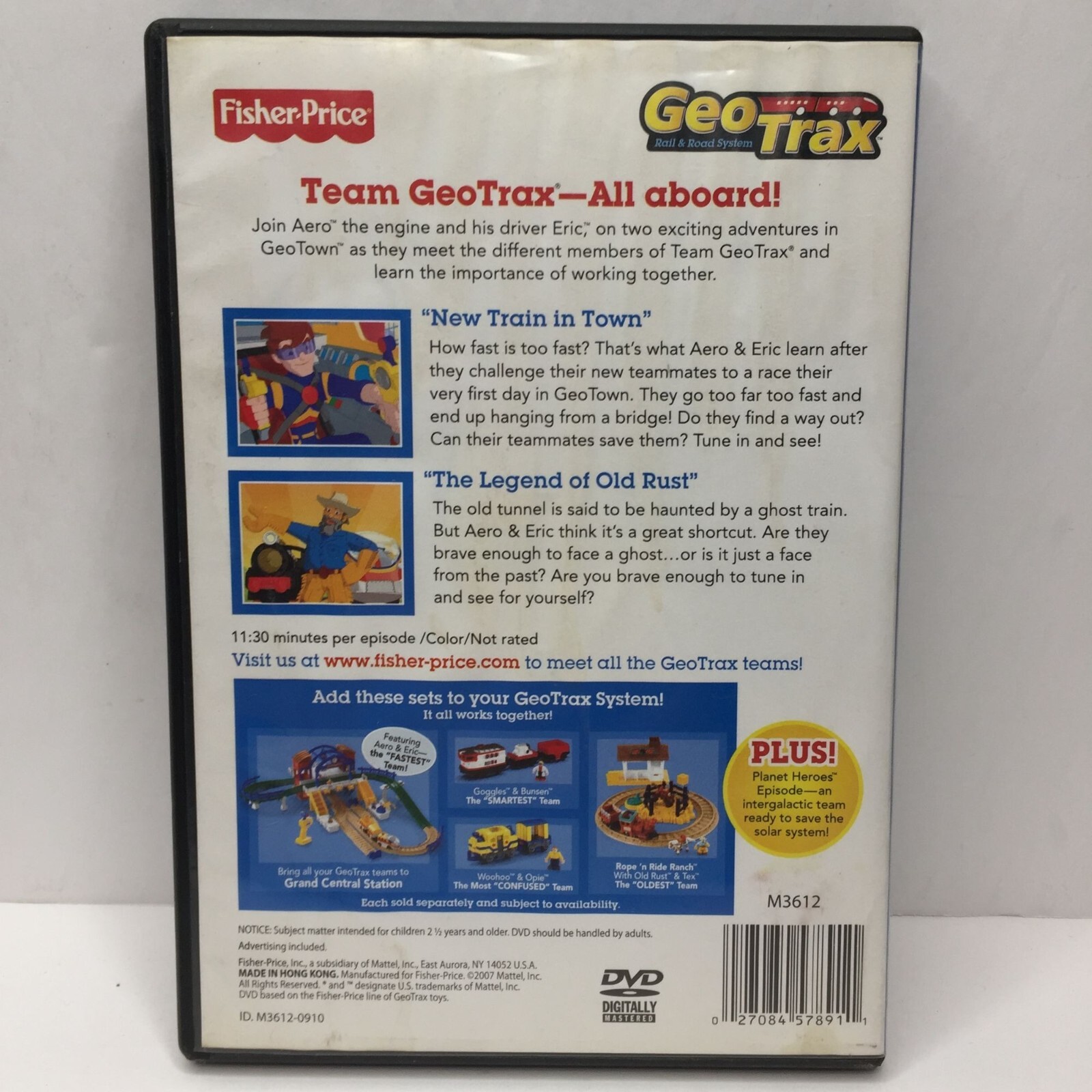 Fisher Price Team GeoTrax All Aboard DVD 2 Animated Episodes Aero Eric ...