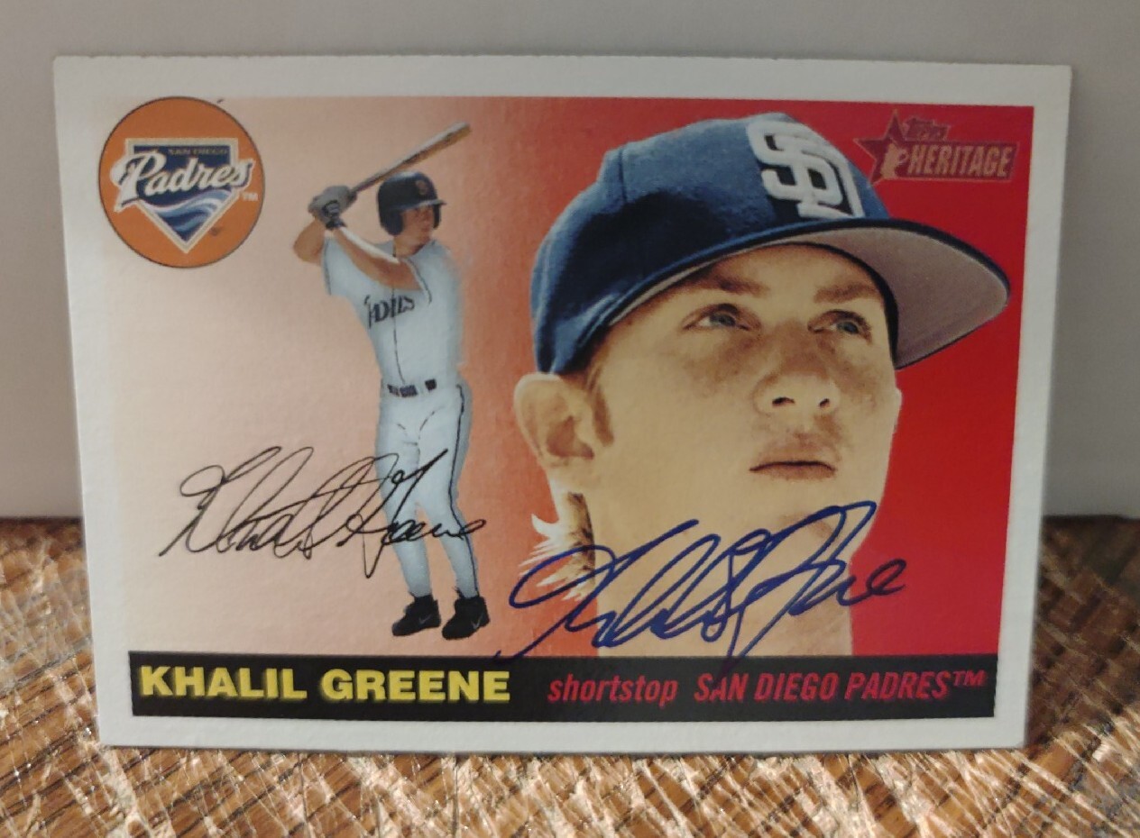 Khalil Greene Autographed 2004 Topps Heritage Signed Baseball Card #386 ...