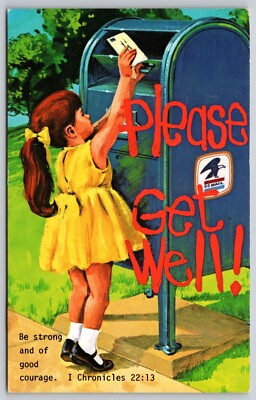 Little Girl on Tiptoes to Mail Letter and Bible Verse - Get Well ...