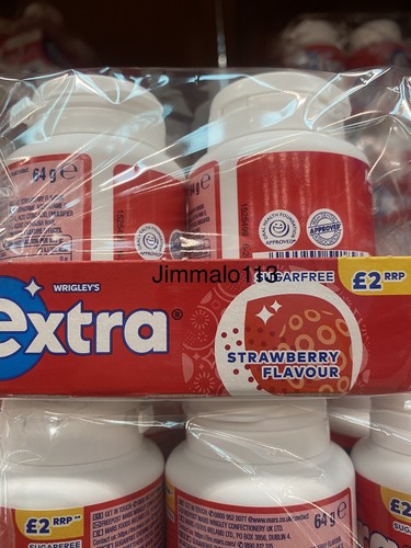 6 Wrigley’s Extra Strawberry Flavour Sugar Free Chewing Gum £2 Bottle ...