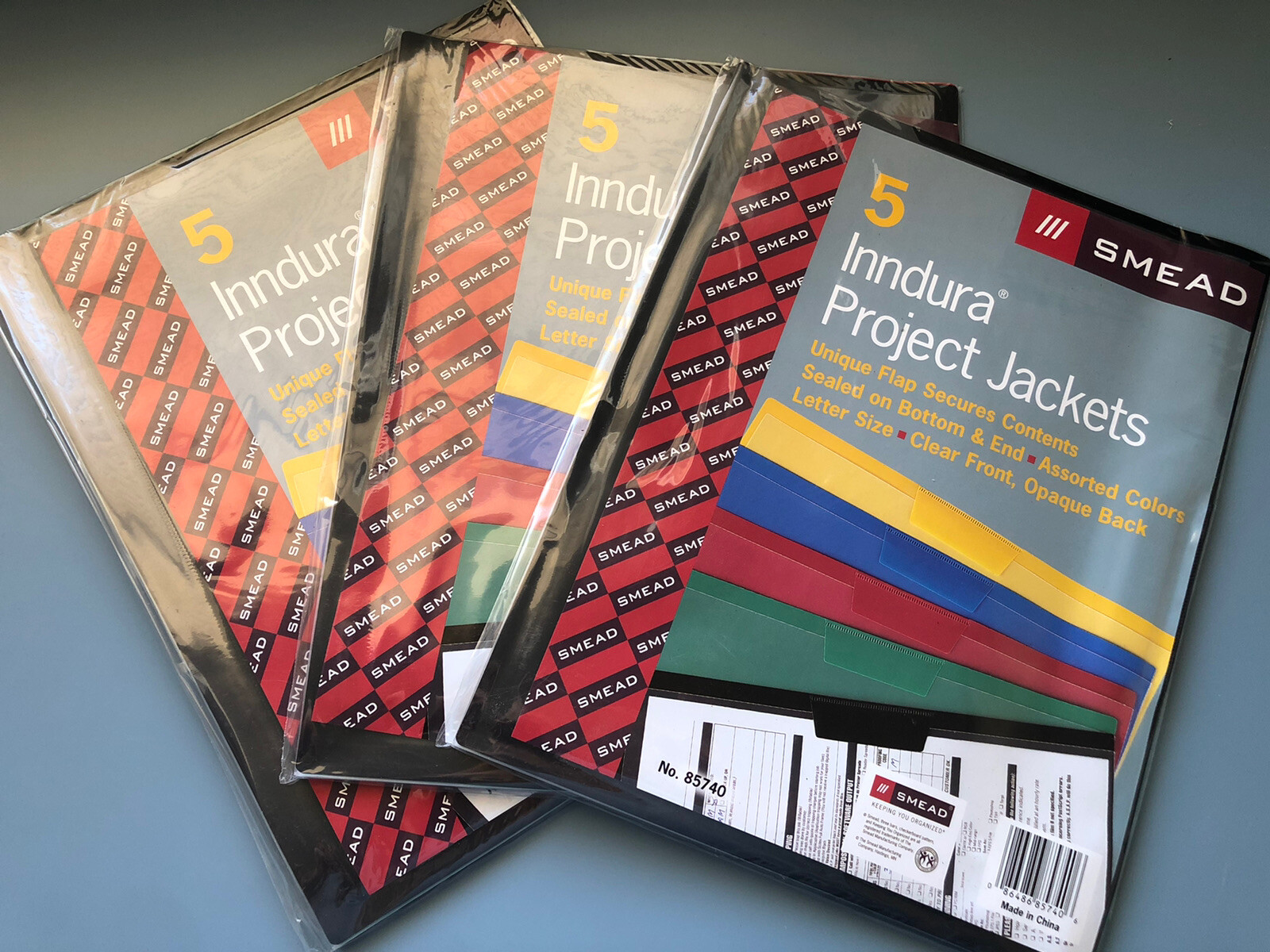 (3) Smead Opaque Back Project Jackets Letter Size Assorted Colors 5 ...