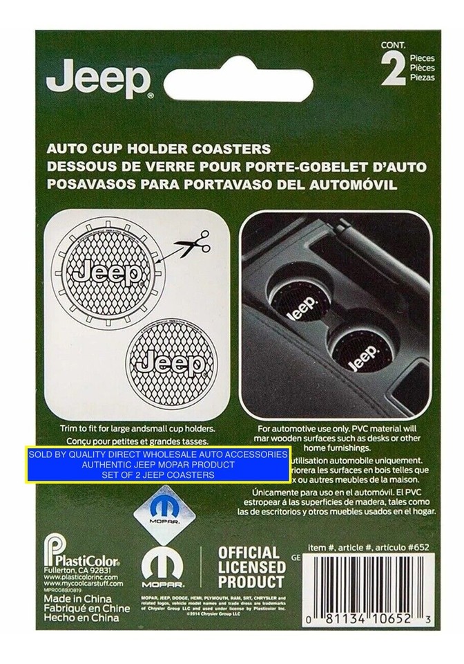 Jeep AUTHENTIC MOPAR Car Auto Coaster Cupholder Coasters Cupholders ...