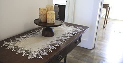 Lace Runner Neutral Earth Tones Table Runner Dresser Scarf Coffee Table ...