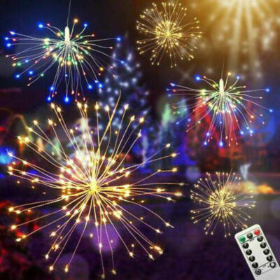 150 LED Hanging Firework LED Fairy String Light 8 Modes Remote ...
