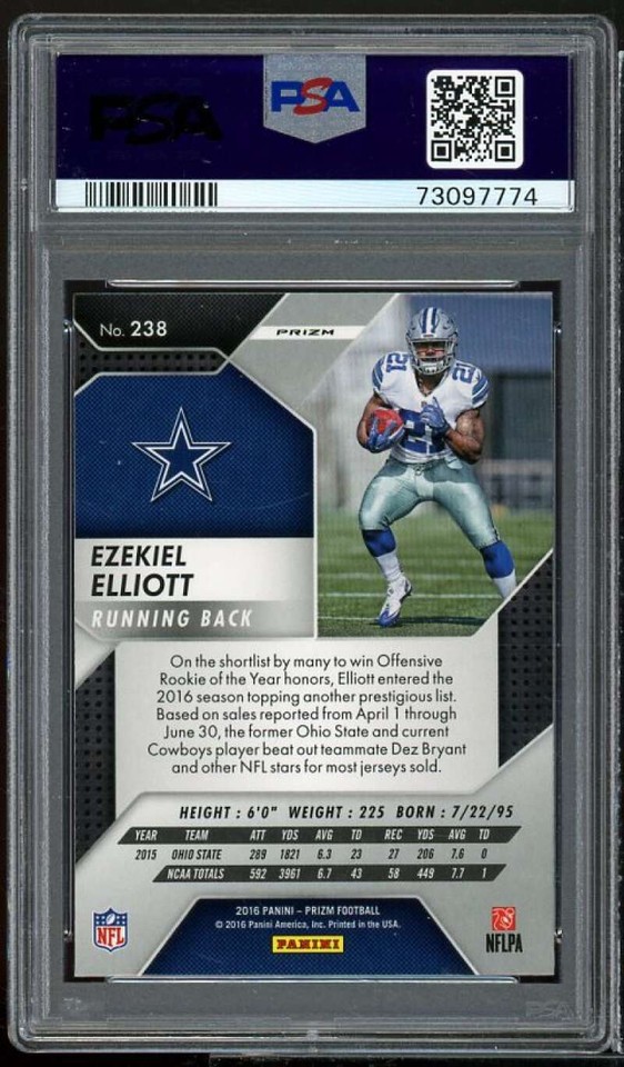 Ezekiel Elliott Rookie Card 2016 Panini Prizm #238 PSA 10 | eBay