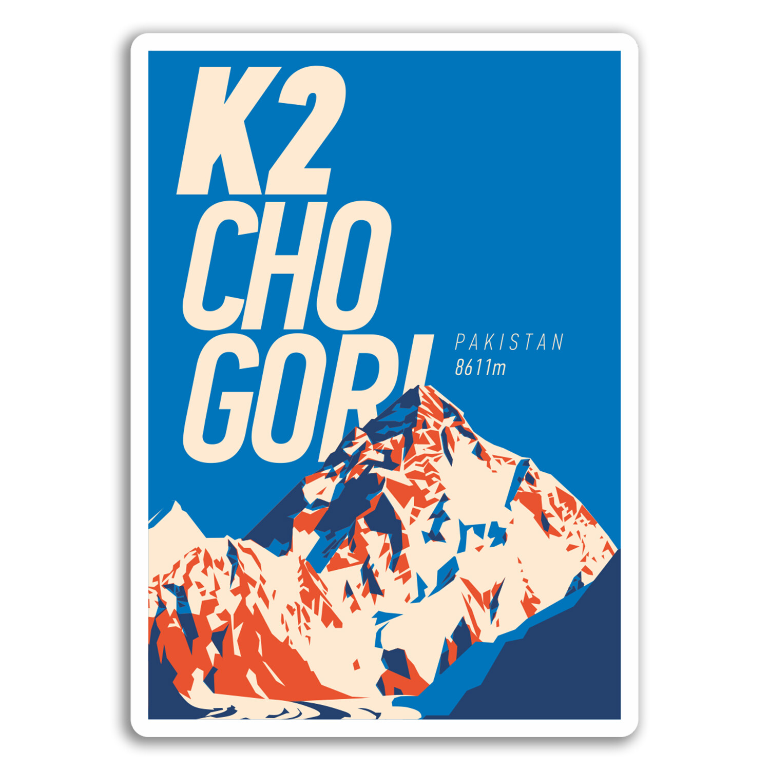 2 x 10cm K2 Chhogori Vinyl Stickers - Climbing Mountain Sticker Luggage ...