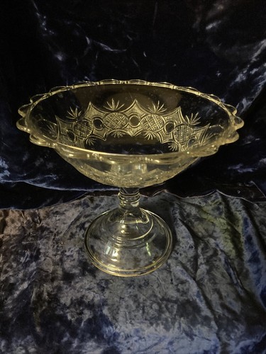 Stemmed Clear Pressed Glass Compote Scallop Edge | eBay