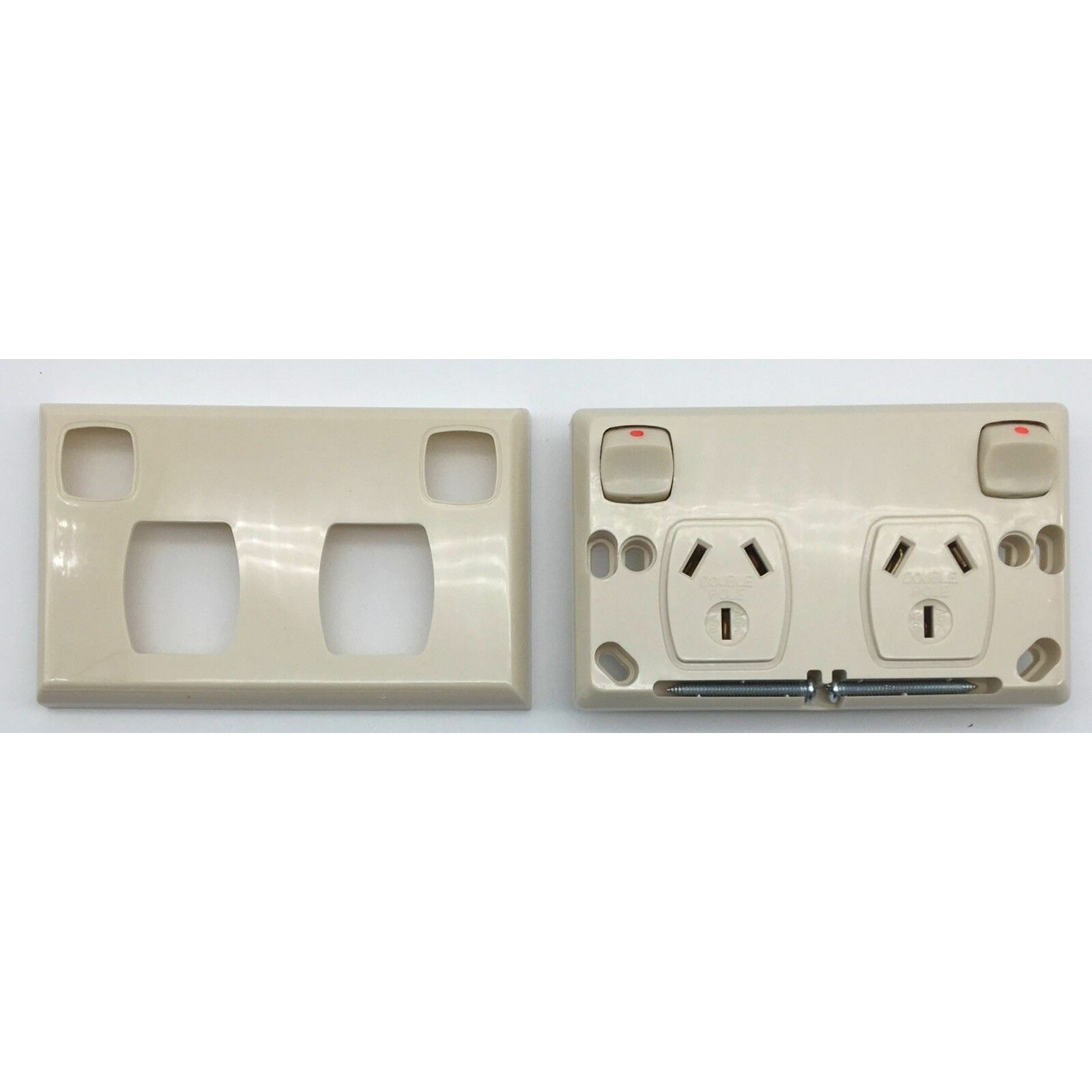 DOUBLE POLE DGPO Beige Double Power Point Socket Electric Outlet GPO 10 ...