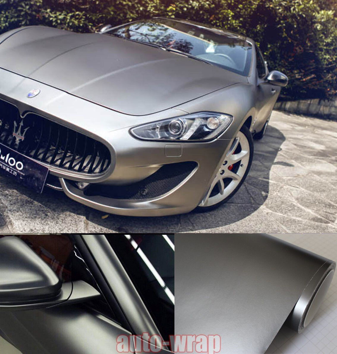 Full Roll 65FT x 5FT Matte Chrome Grey Vinyl For Whole Car Wrap Film ...