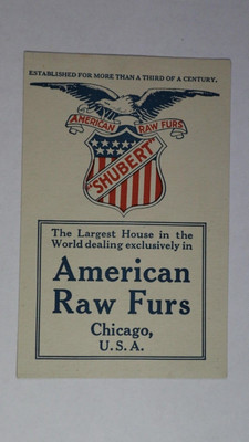 Chicago IL Shubert American Raw Furs Eagle & Shield Trade Mark Wolf ...