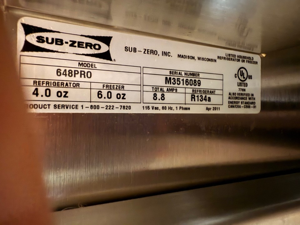 48” Subzero Pro Refrigerator Freezer 648PROG (Used 2011) | eBay