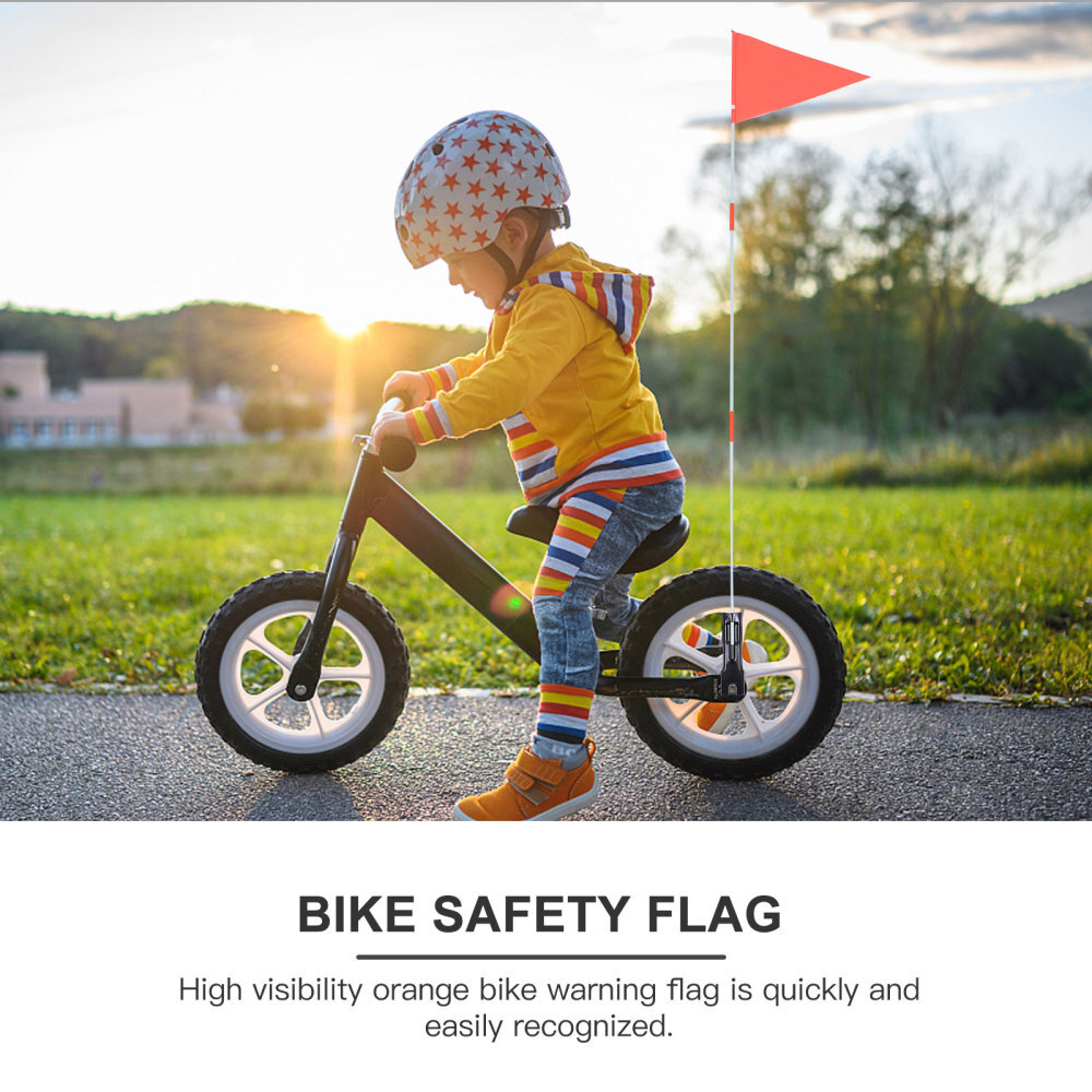 1 Set flag pole of Visibility Safety Flag Kids Bike Flag Orange Safety ...