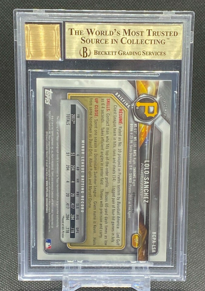 2018 Bowman Chrome Lolo Sanchez True Blue Refractor /150 Auto BGS 9.5 ...