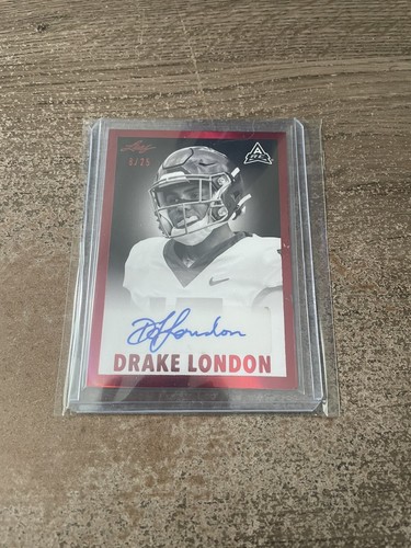 DRAKE LONDON 2021 Leaf 1960 Signatures Red Rookie #’D /25 #BW-DL1 | eBay