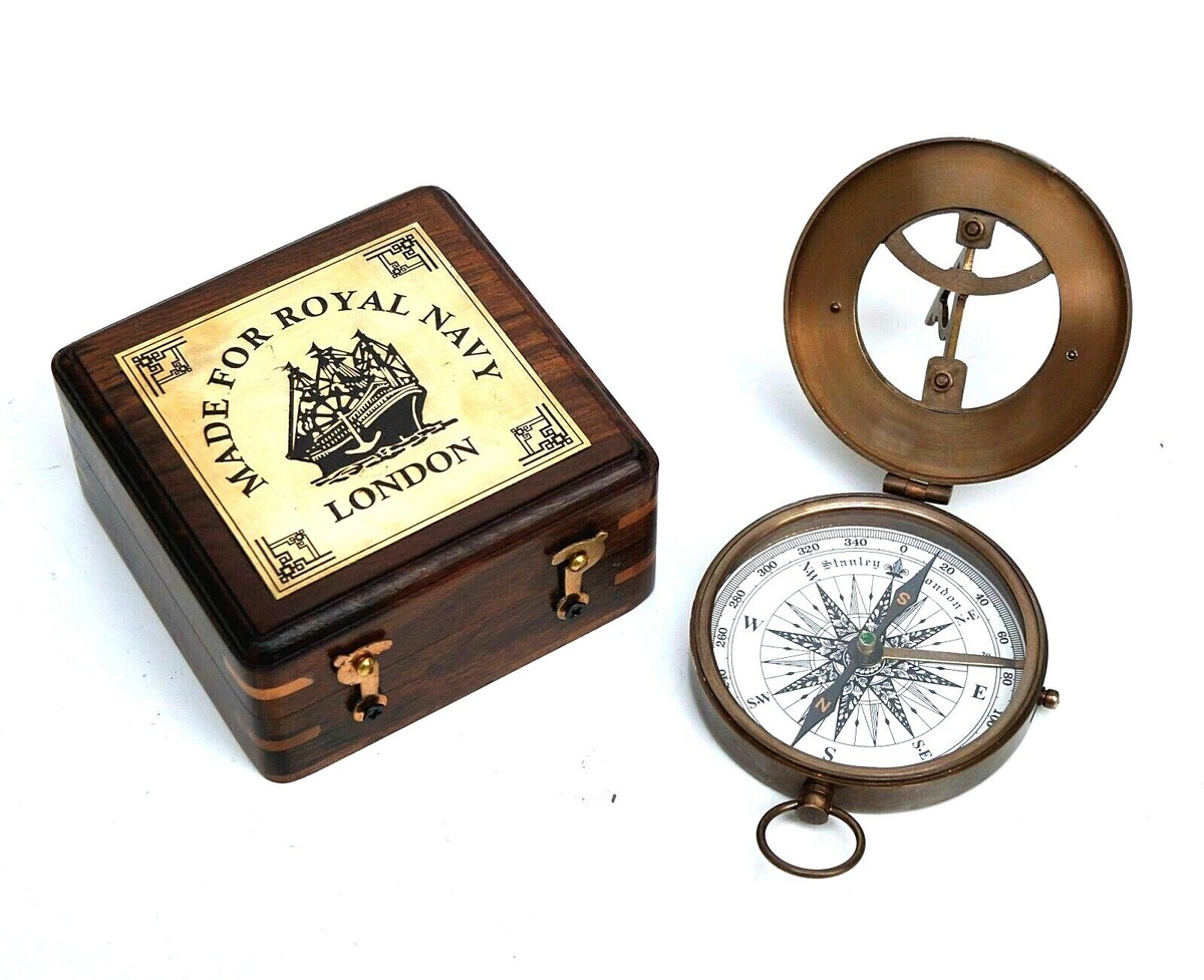 Antique Nautical Compass With Box ArtistryBazaar Nautical Brass