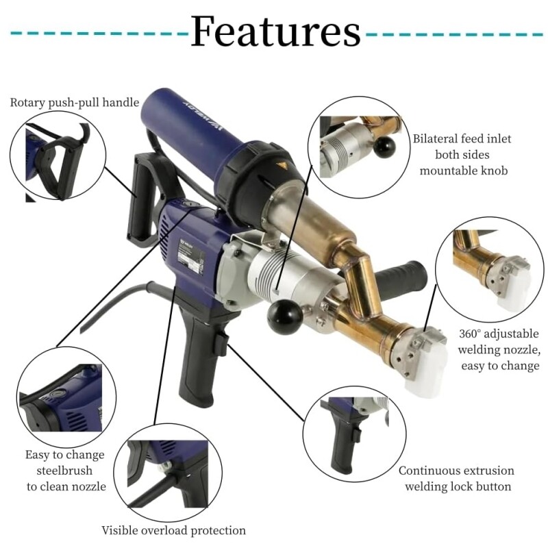 Weldy Plastic Extrusion Extruder Welding Gun Booster EX2 Kit with K8/10 ...