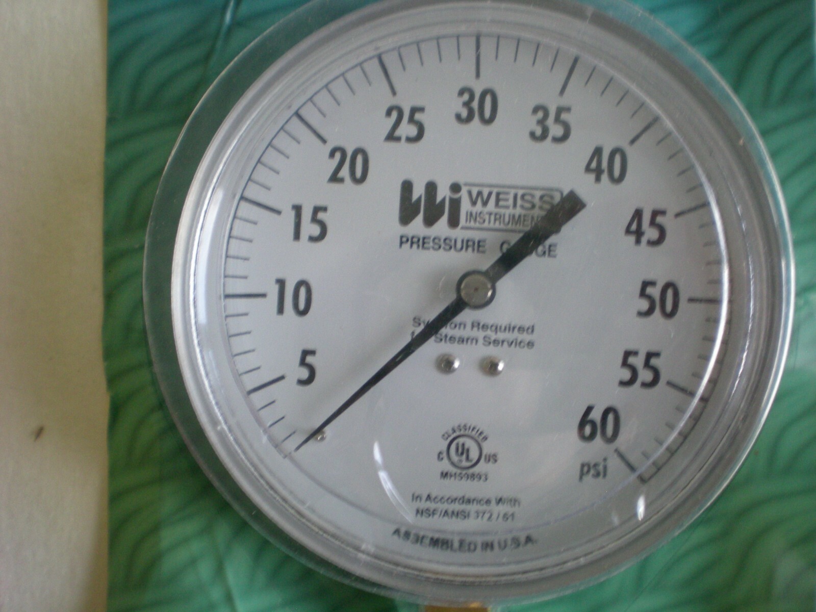 Weiss 4CTS-060-4LPO 60 PSI 1/4" NPT Pressure Gauge stainless steel case ...