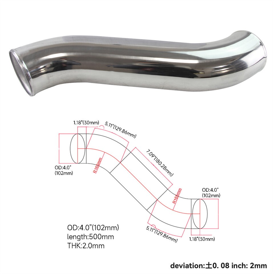 102mm 4" inch Z Shape S Shape Aluminum Turbo Intercooler Pipe Piping ...
