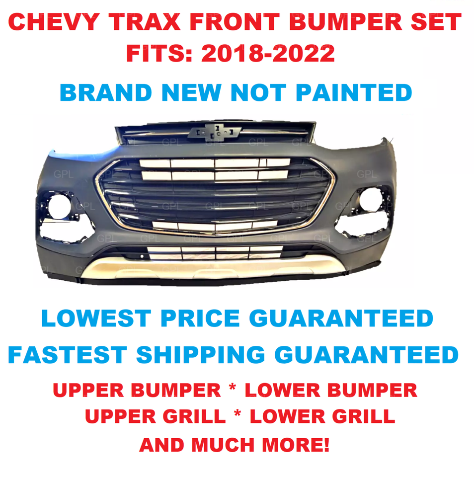 2017-2021 Chevy Trax 10PC Front Bumper Cover Upper Lower Complete ...