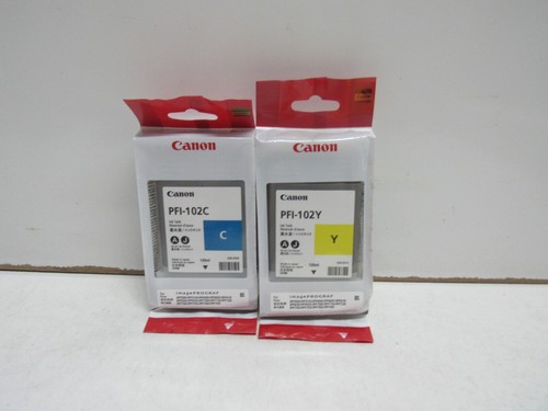 LOT OF 2! GENUINE CANON PFI-102C/PFI-102Y (IMAGEPROGRAF IPF500) INK ...