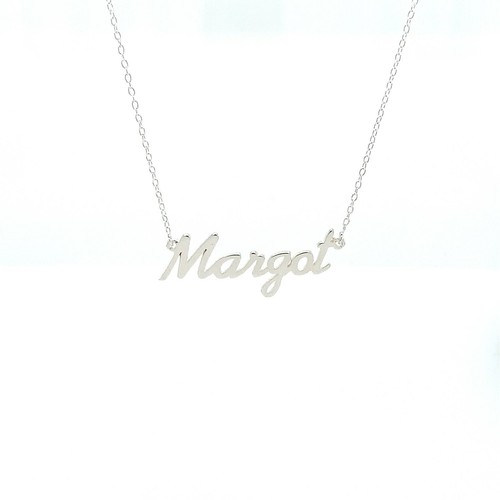 Margot Name Plate Necklace Pendent Sterling Silver female Personalized ...