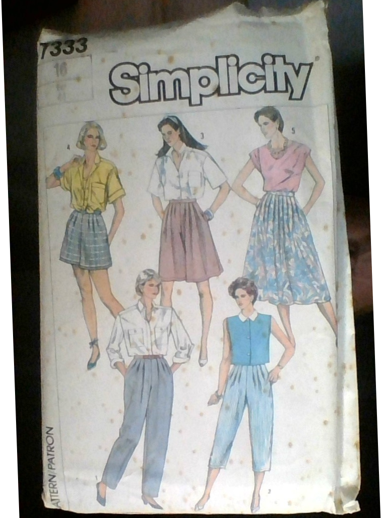 VINTAGE SIMPLICITY PATTERN #7333 SZ: 16 MISSES' PANTS, CULOTTES, SKIRTS ...