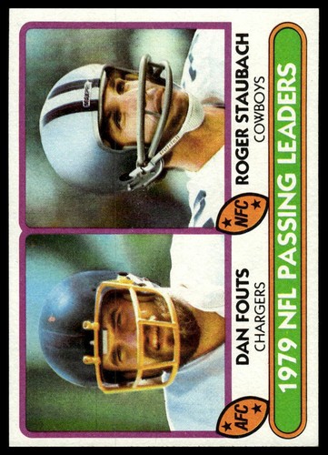 1980 Topps #331 1979 NFL Passing Leaders (Dan Fouts / Roger Staubach ...