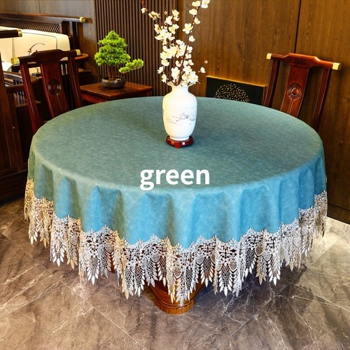 1X Faux Leather Lace Tassel Round Table Cloth Thick Waterproof Floral ...