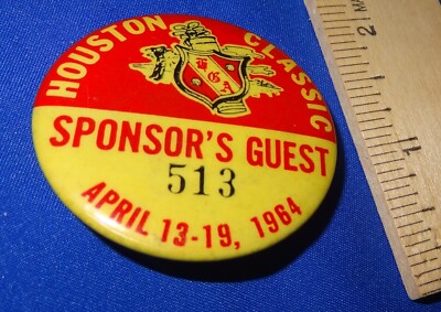 1964 HOUSTON GOLF CLASSIC SPONSOR'S GUEST BADGE PIN | eBay