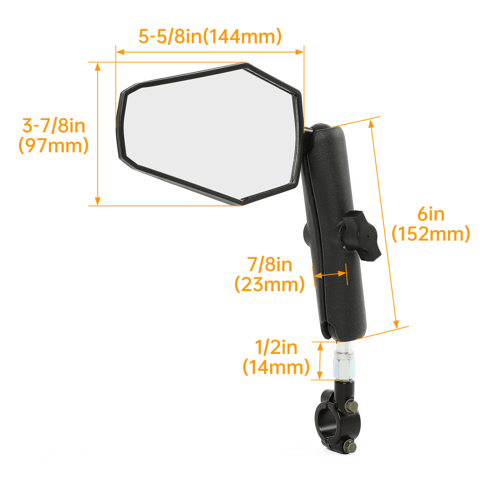 Motorcycle Two Adventure Mirrors 6" Arm 10mm x 1.25 Ball Mount Pair Set ...