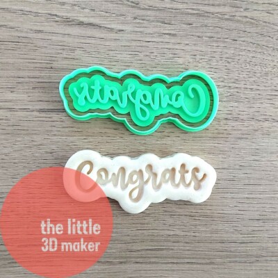Congrats Cookie Cutter Bubble Fondant Stamp Embosser Congratulations ...