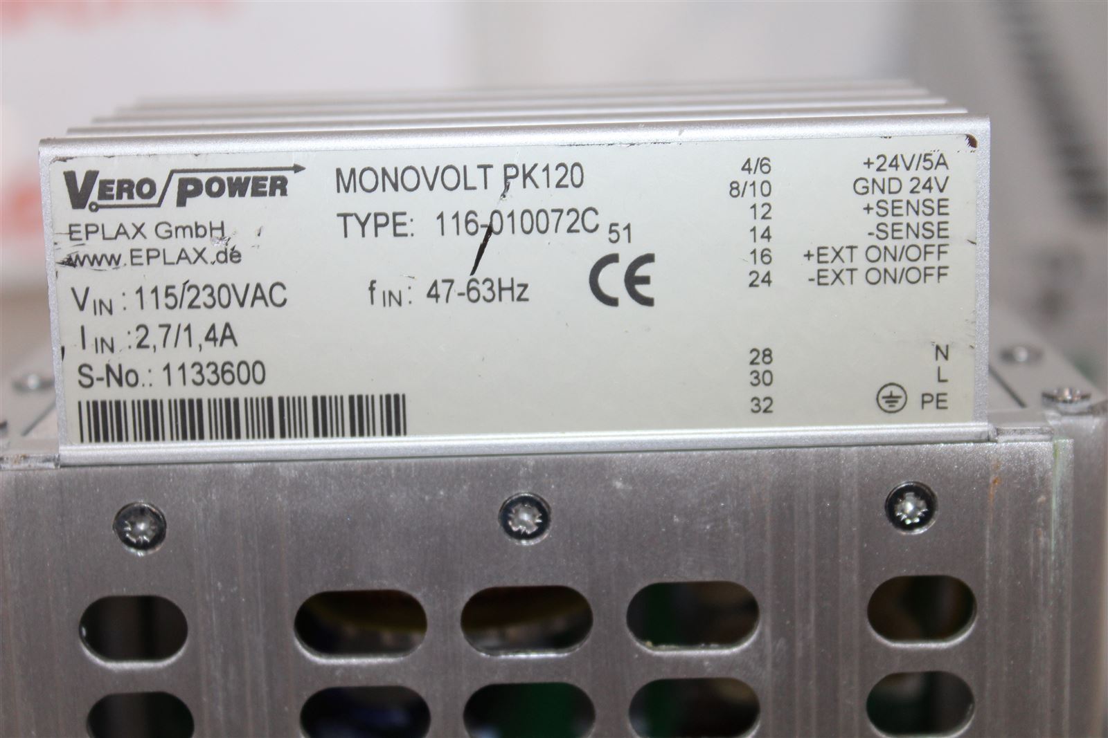 VERO POWER MONOVOLT PK120 116-010072C Power Supply 116010072C | eBay