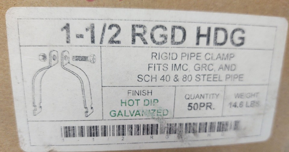 🔥 (50 PCS) 1-1/2" RIGID RGD HDG GALVANIZED CONDUIT CLAMP FITS GRC SCH ...