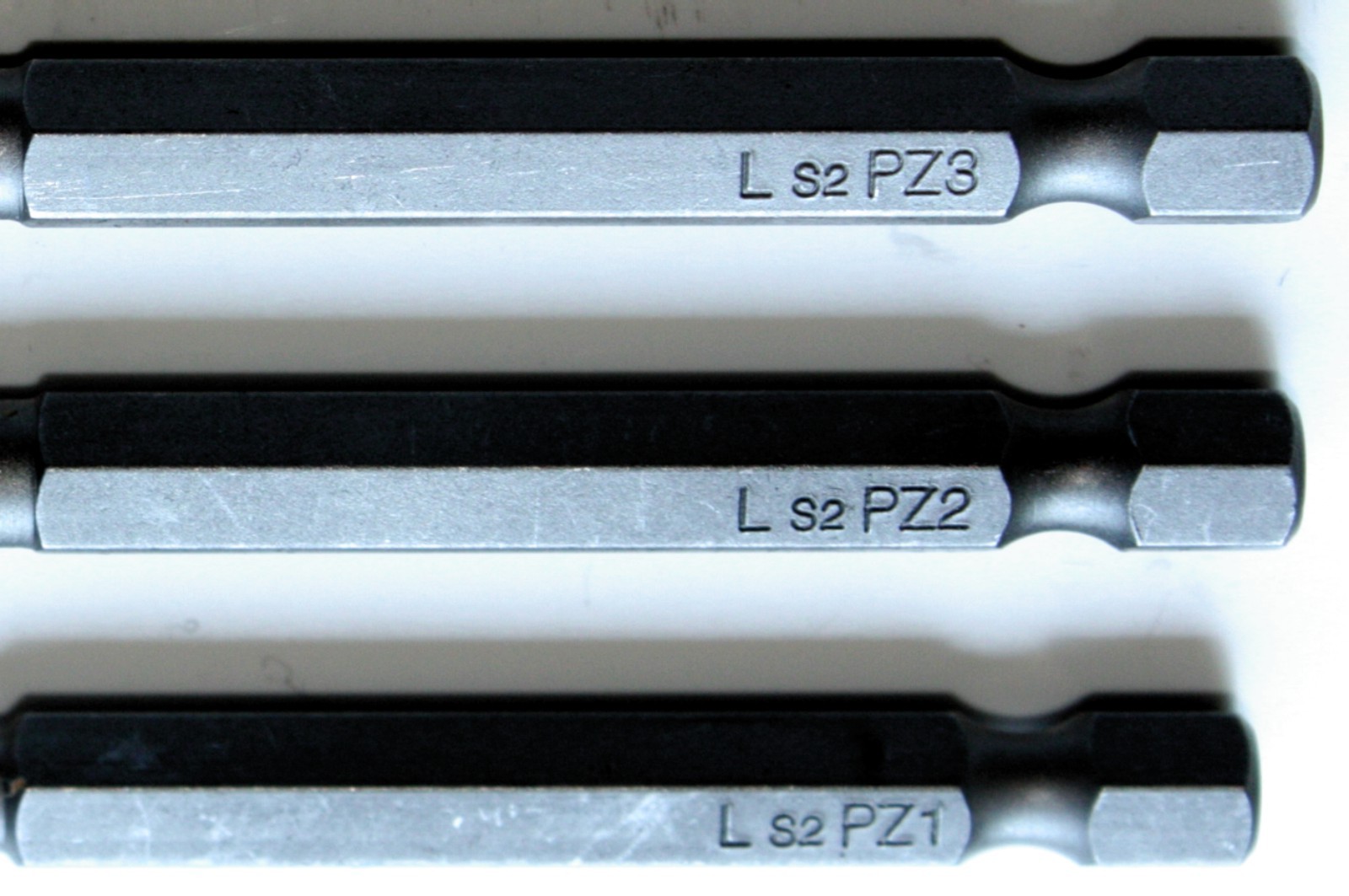 3tlg. Lang-bit-Set S2-Stahl PZ1, PZ2, PZ3 magnetisch 100mm Länge, 1/4 ...