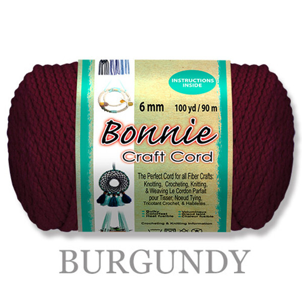 6MM Macrame Cord Bonnie Braid yarn rope 100yd rolls fusible colorfast ...