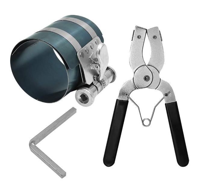 Piston Ring Compressor Professional Piston Install Tool with Wrench 2-1 ...