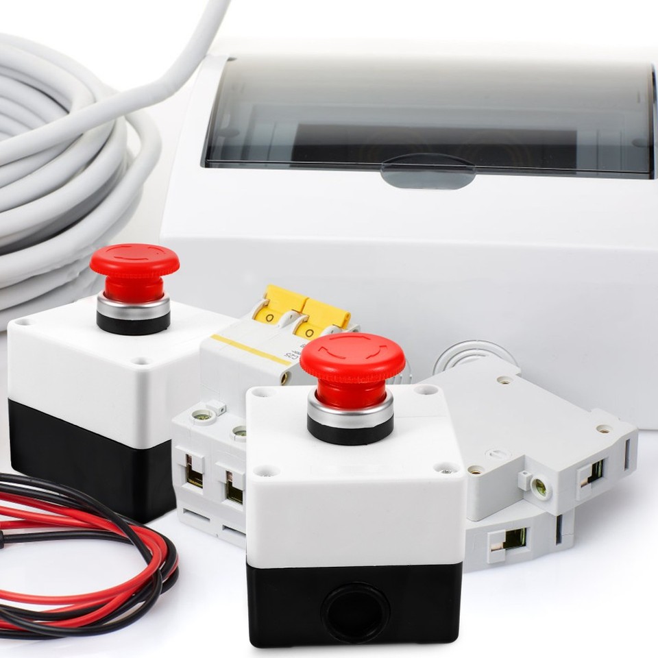 Push Button Station Box Momentary Control Switch Emergency Stop Button ...