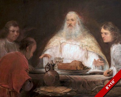 PATRIARCH ABRAHAM & THE ANGELS PAINTING JEWISH CHRISTIAN ART REAL ...