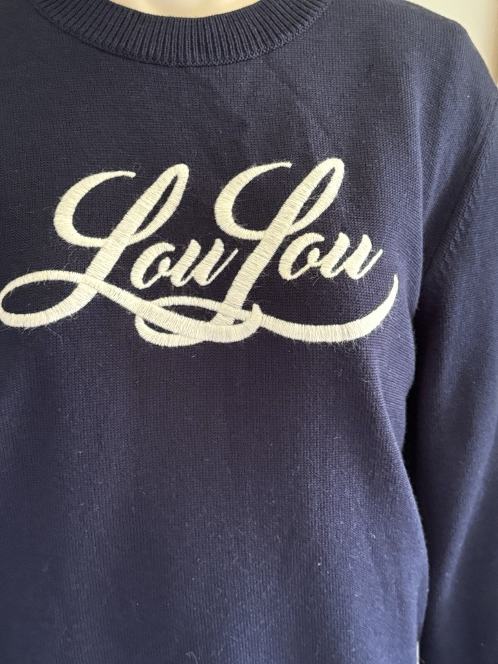 Saint Laurent Blue With Cream Embroidery Lou Lou Women’s Jumper M | eBay