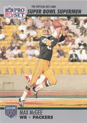 MAX MCGEE 1990 Super Bowl Supermen card Green Bay Packers Football NR ...