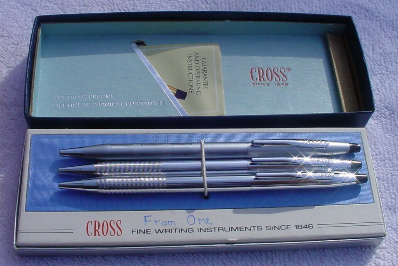 Lot of Three Cross Chrome Blue Ink Pens | eBay