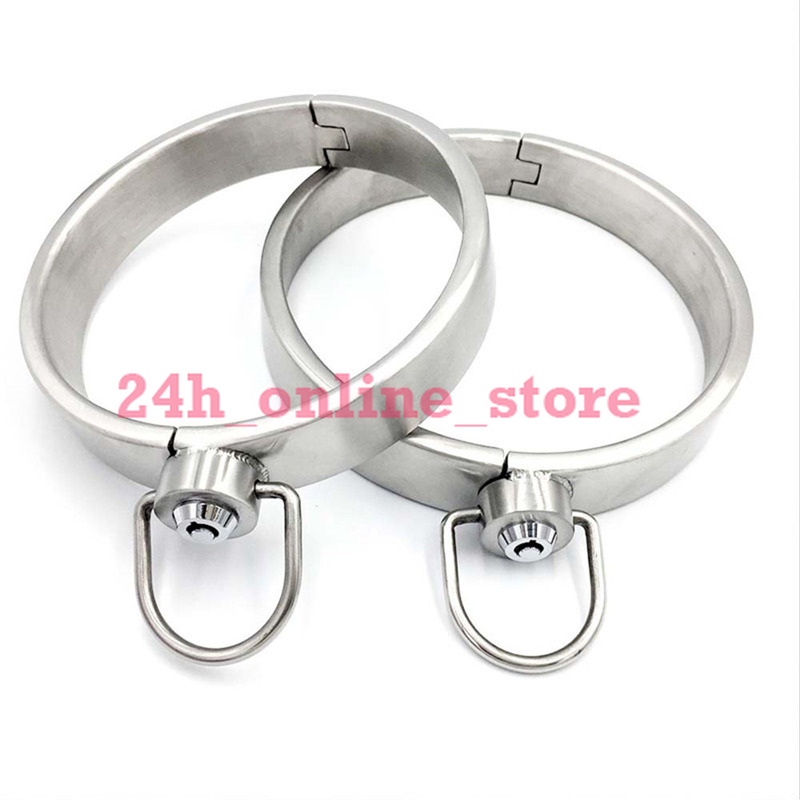 Heavy Stainless Steel Press Lock Neck Collar Restraints Slaves Lockable ...